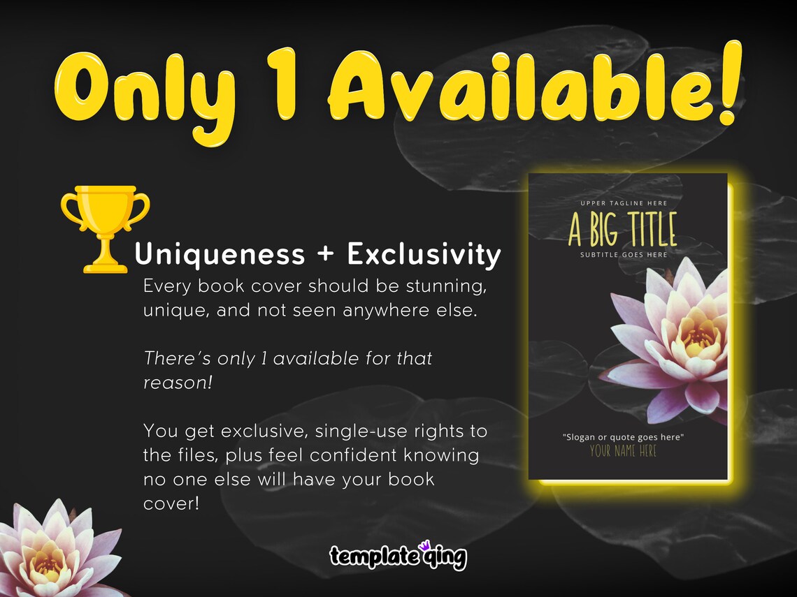 Lotus Flower Premade Book Cover Design Editable Canva Book Cover ...