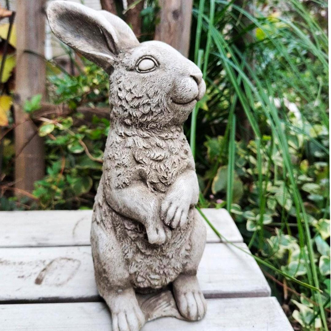 Bunny Statue, Cast Stone Rabbit Statue - Etsy