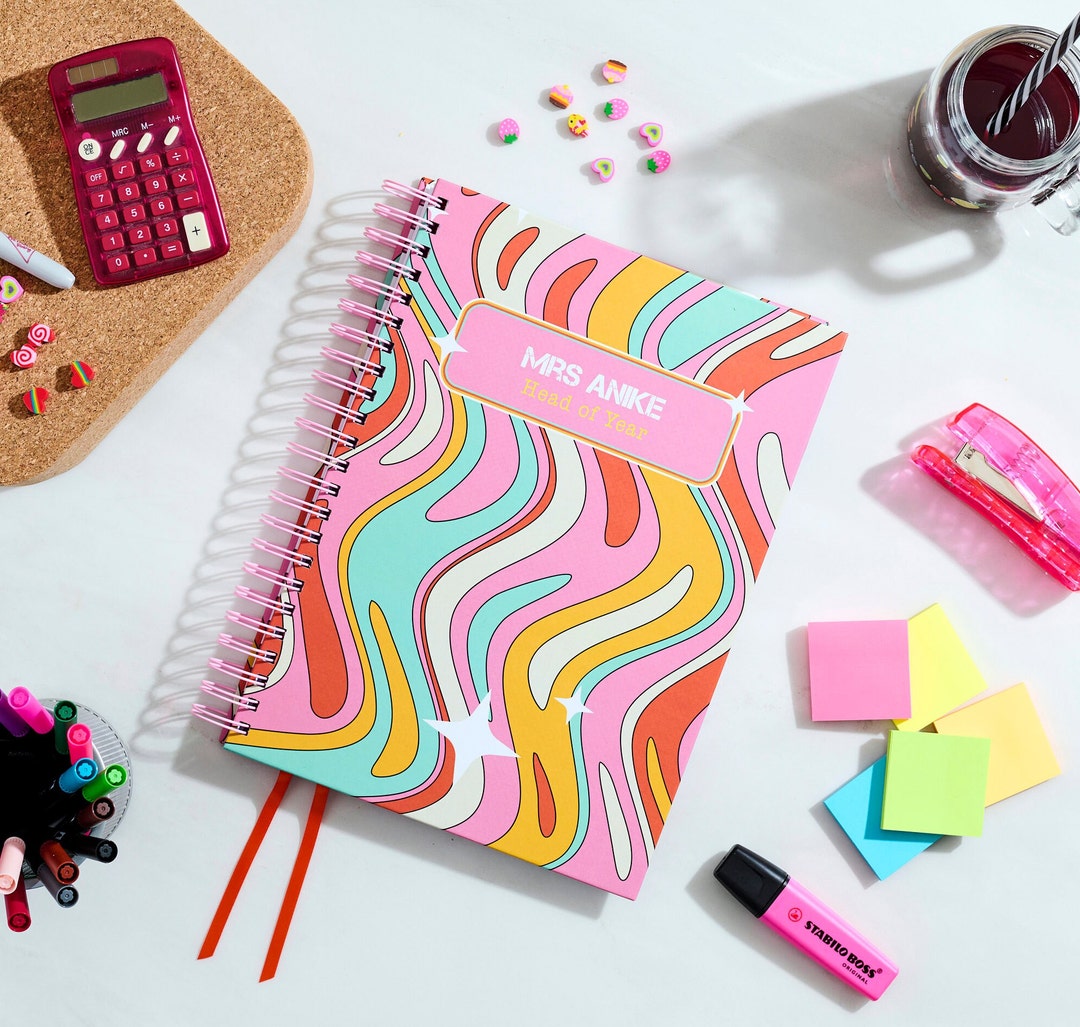 Personalised Teacher Planner / Lesson Planner 2025-26 - Groovy Curtain ...