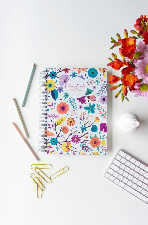 Personalised Teacher Planner / Lesson Planner Bright Floral - Etsy