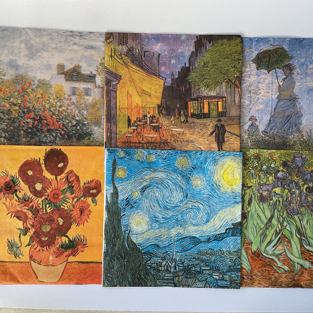 6 Impressionist Artist Paper Napkins for Decoupage - Van Gogh 2 Ply ...