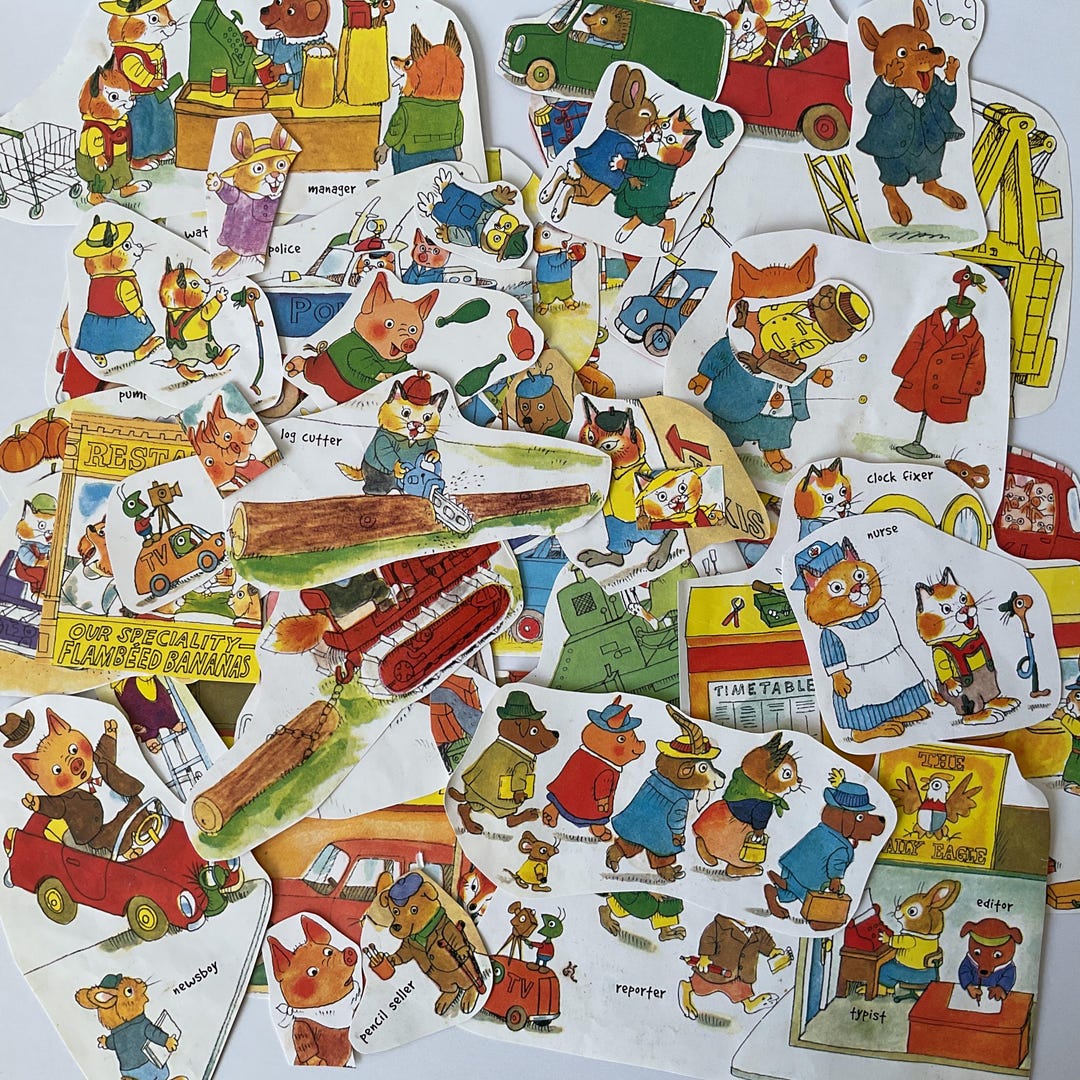 50 Richard Scarry Classic Book Cut Outs for Junk Journal, Collage ...
