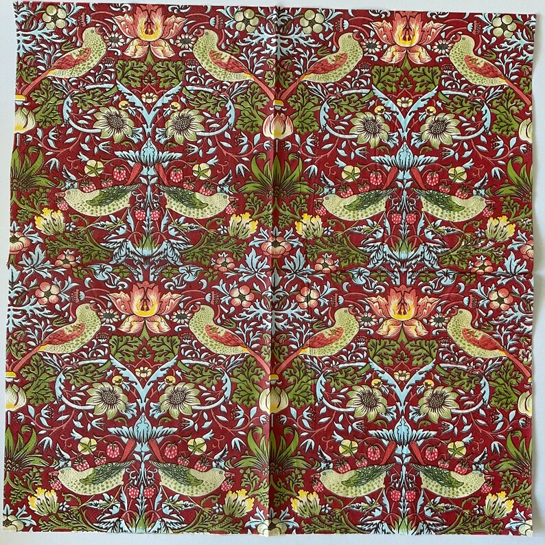 William Morris Design Red Birds Paper Napkin for Decoupage - 3 Ply ...
