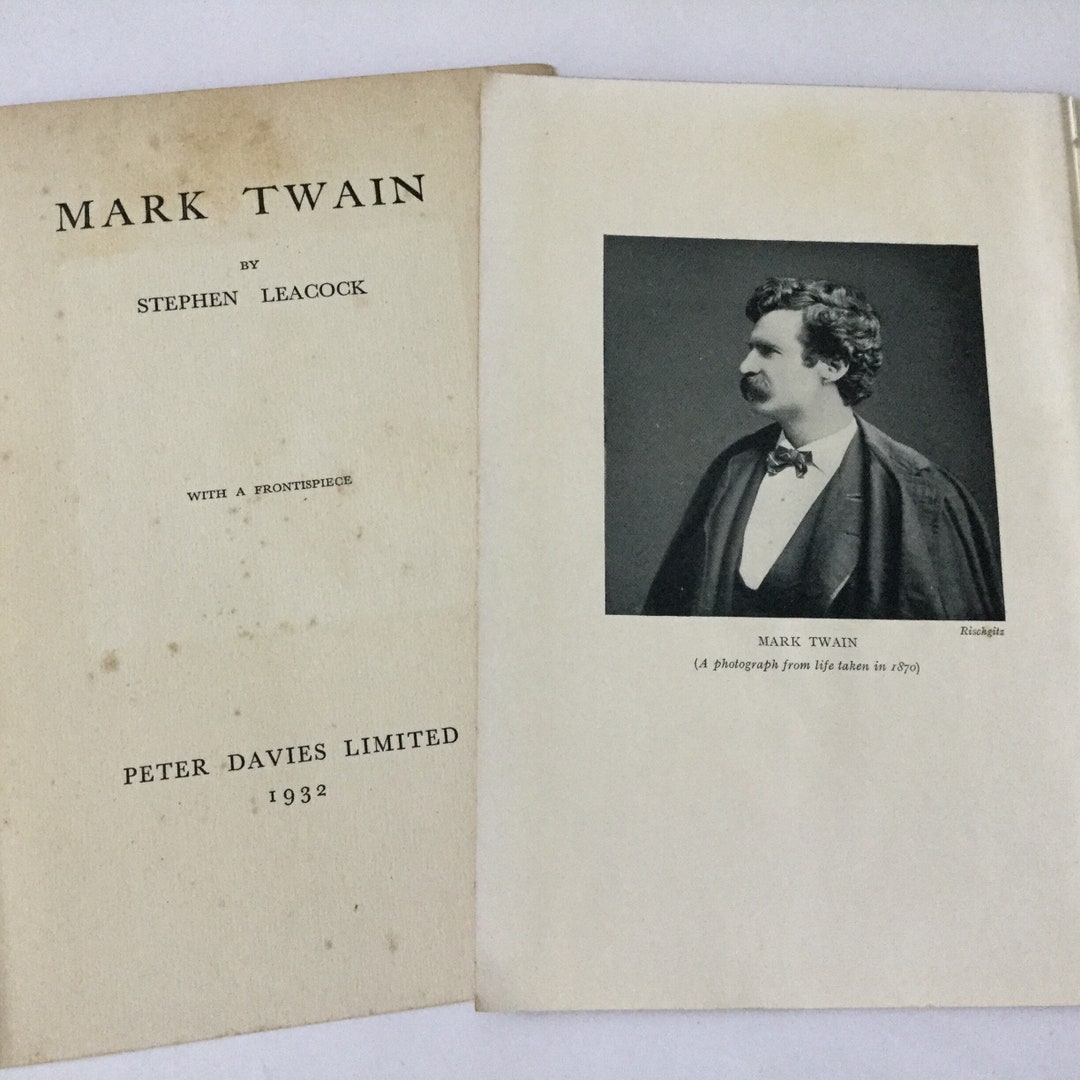 Mark Twain Black and White Portrait From 1932 Biography, Title Pages ...