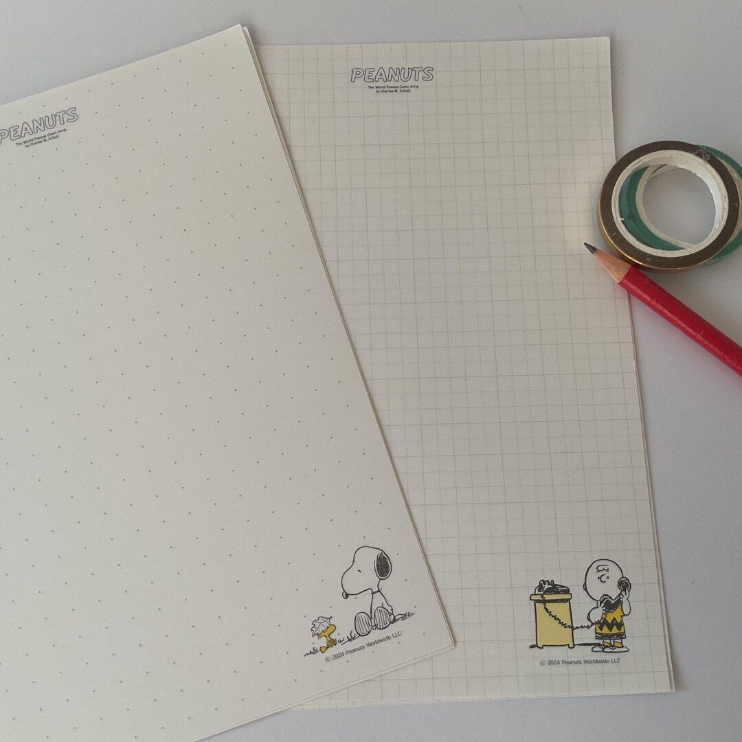 10 Pages Peanuts Snoopy A5 Writing Paper in Grid and Check for Letters ...