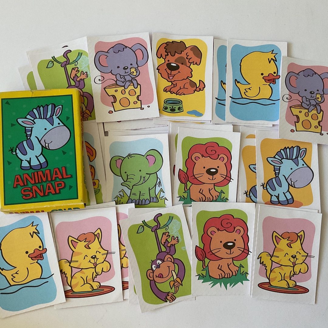 Animal Snap Cartoon Style Playing Cards for Junk Journal, Scrapbooking ...
