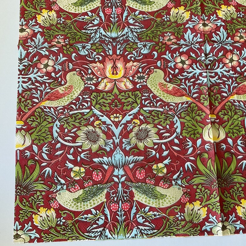 William Morris Design Red Birds Paper Napkin for Decoupage - 3 Ply ...