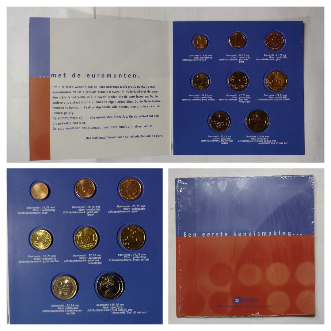 1999 - 2001 Netherlands Euro Coin Set Een Eerste Kennismaking. 8 Coins ...