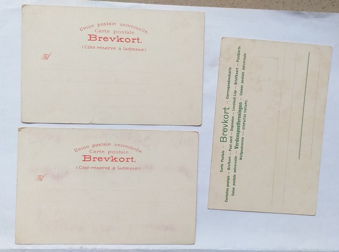 Set of 3 Norwegian Vintage Collectible Postcards Brevkort. Princess ...