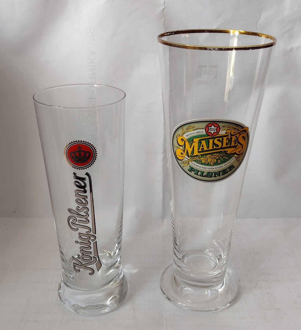 Konig Pilsener 0.25l, Maisels Pilsner 0.4l German Beer Glasses With ...