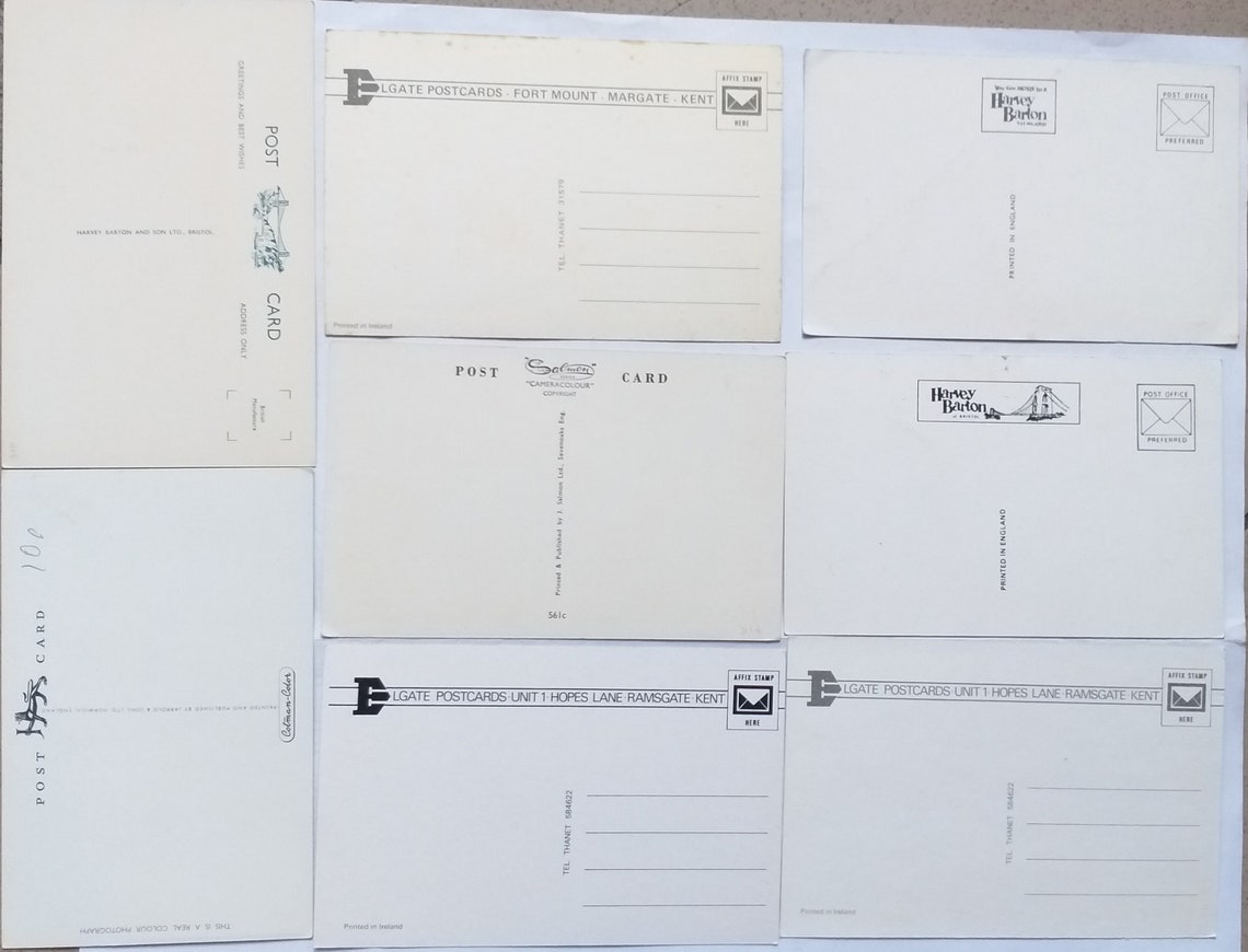 A Set of 8 Vintage British Postcards unused Featuring Landscape, View ...