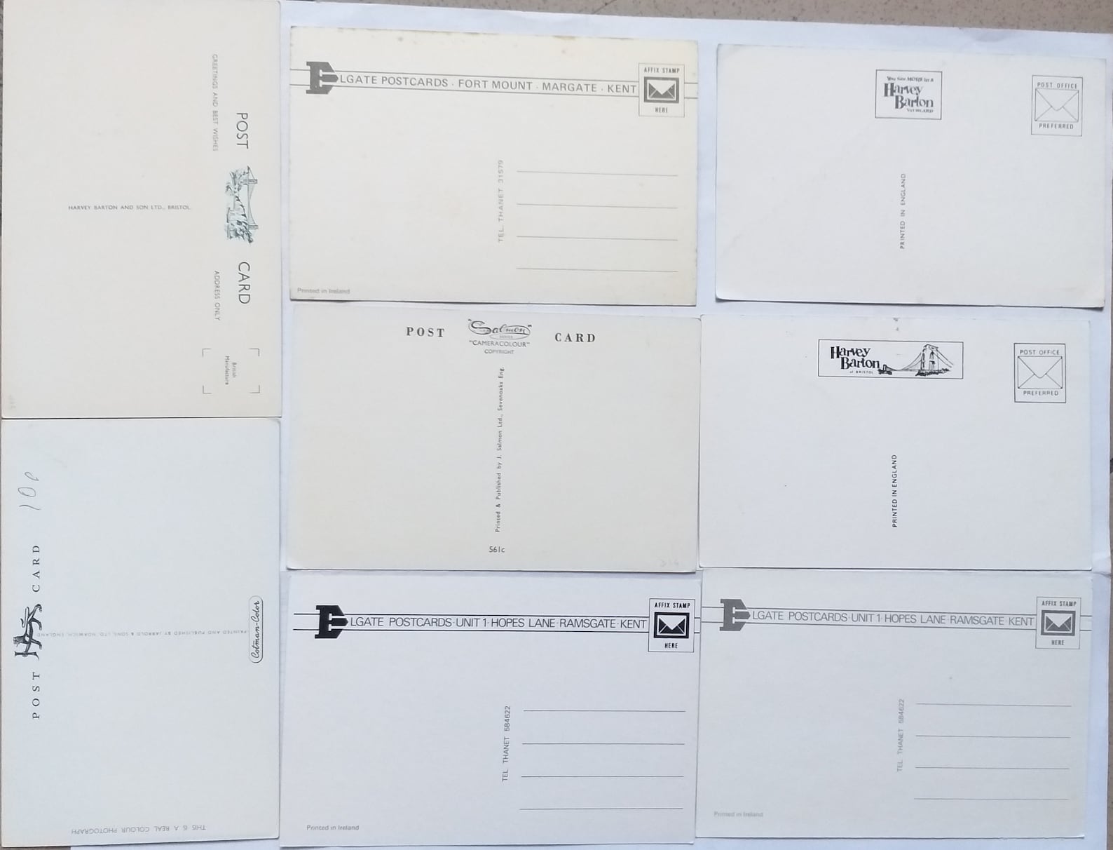 A Set of 8 Vintage British Postcards (unused) Featuring Landscape, View ...