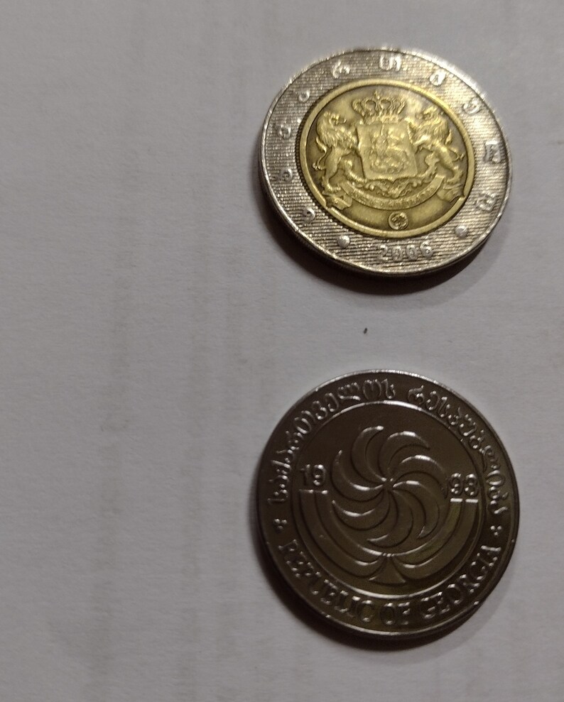 Set of Georgian Coins 6 Pieces, 2, 1 Lari 50, 20, 10, 5 Tetri. Fauna ...