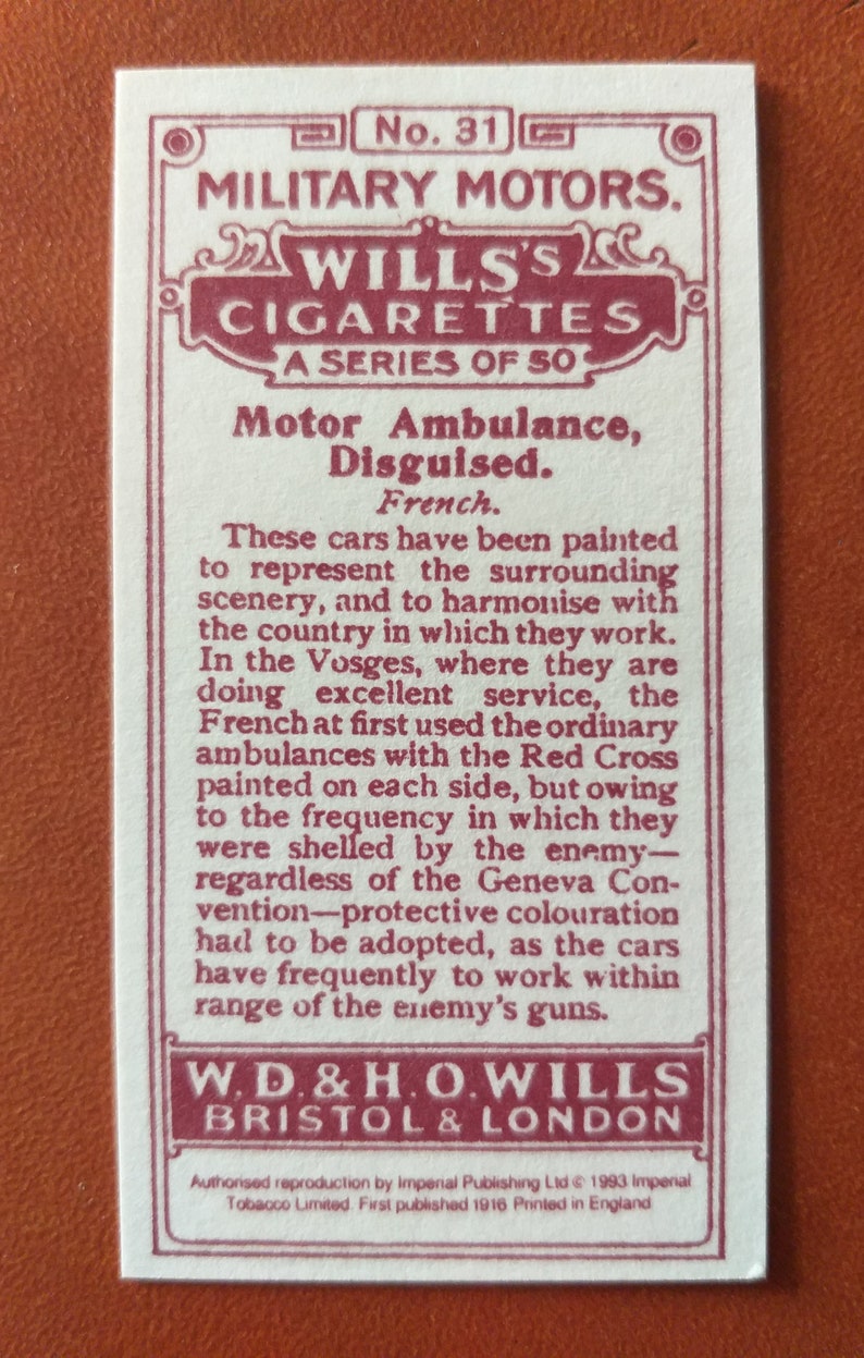 Military Motors Wills's Cigarettes Cards Full Complete. W D & H O Wills ...
