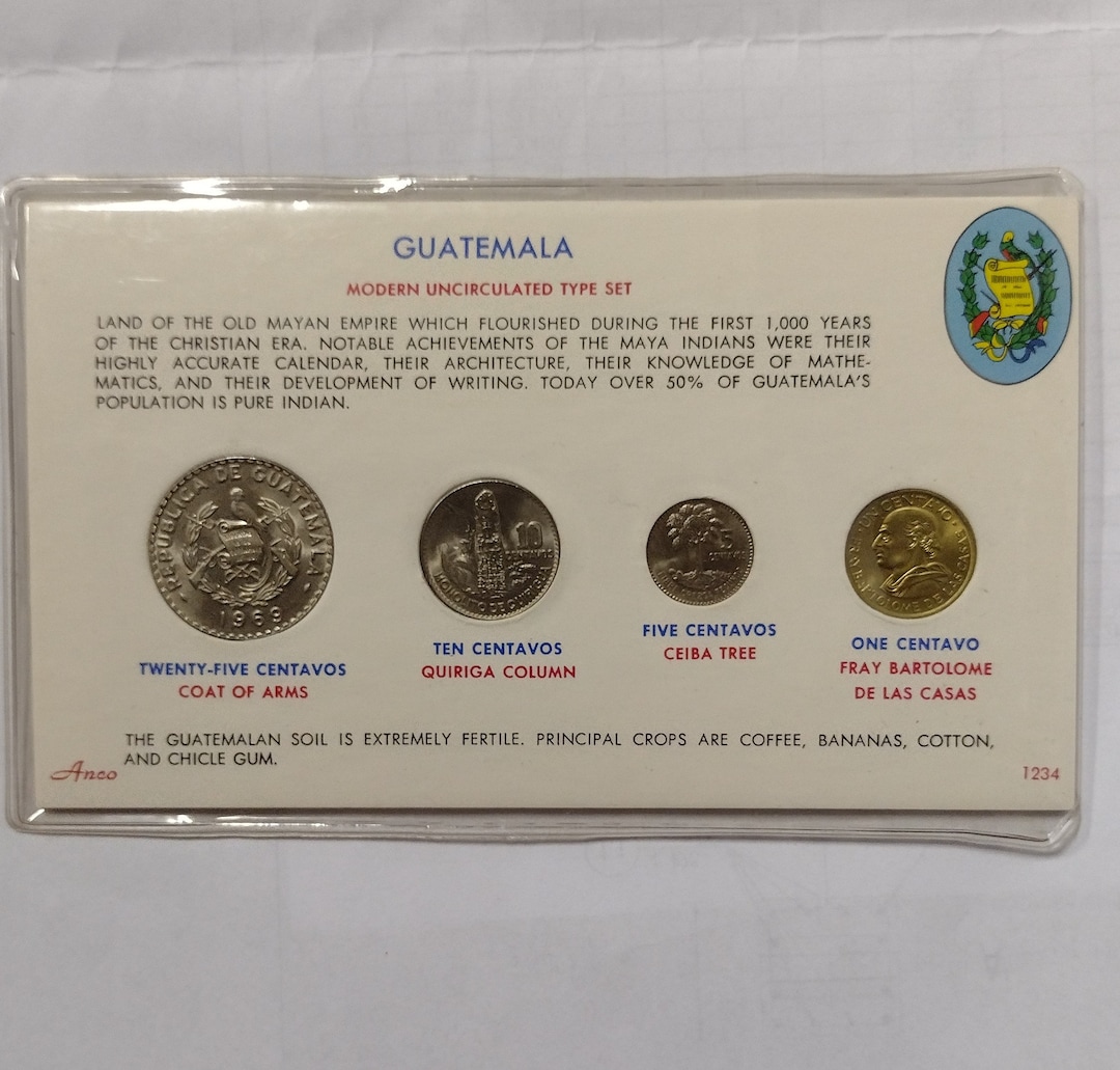 Guatemala Modern Uncirculated Type Set 4 Coins 1969. 1, 5, 10, 25 ...