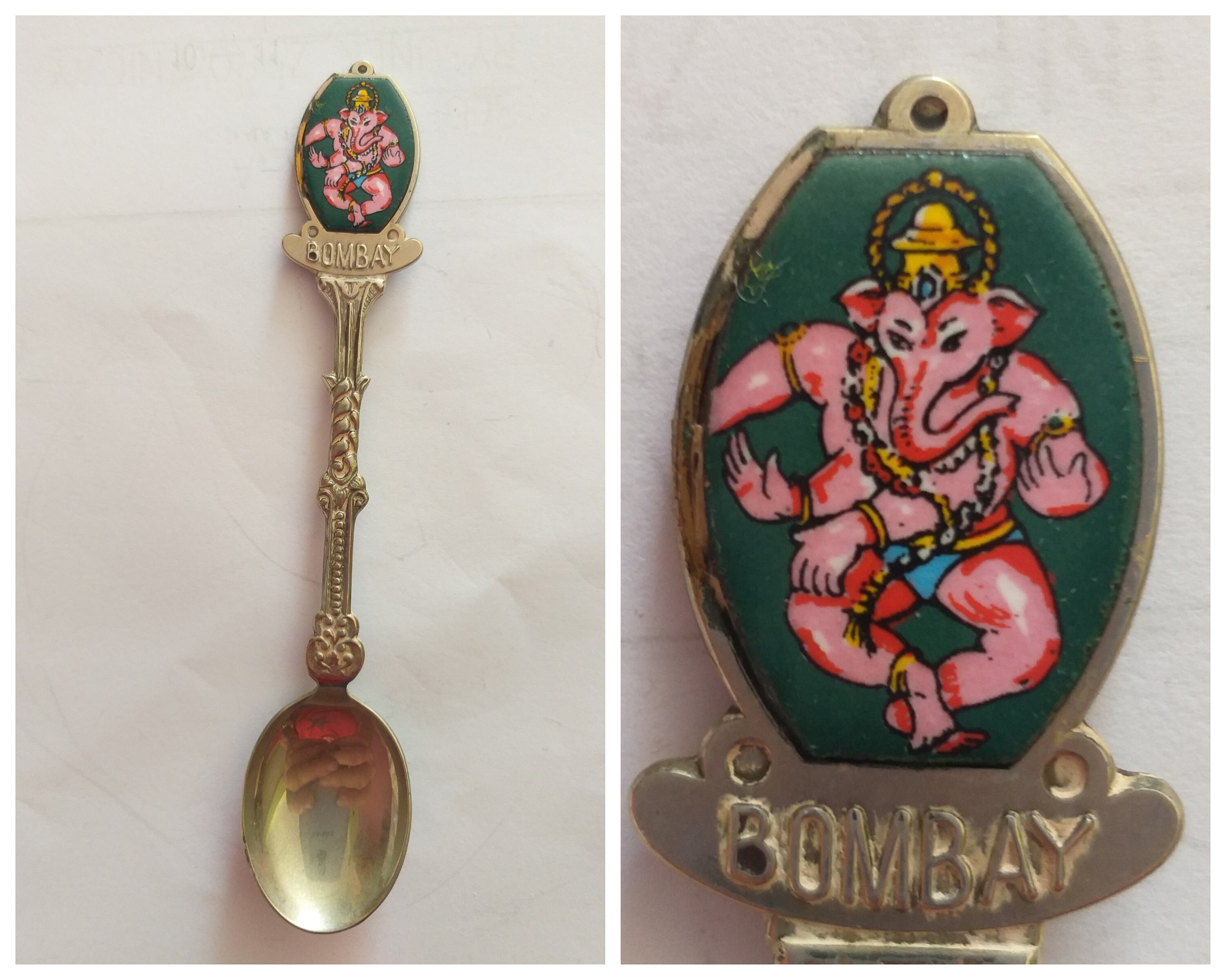 Bombay Ganesha Souvenir Vintage Collectors Silver Plated Indian Spoon ...