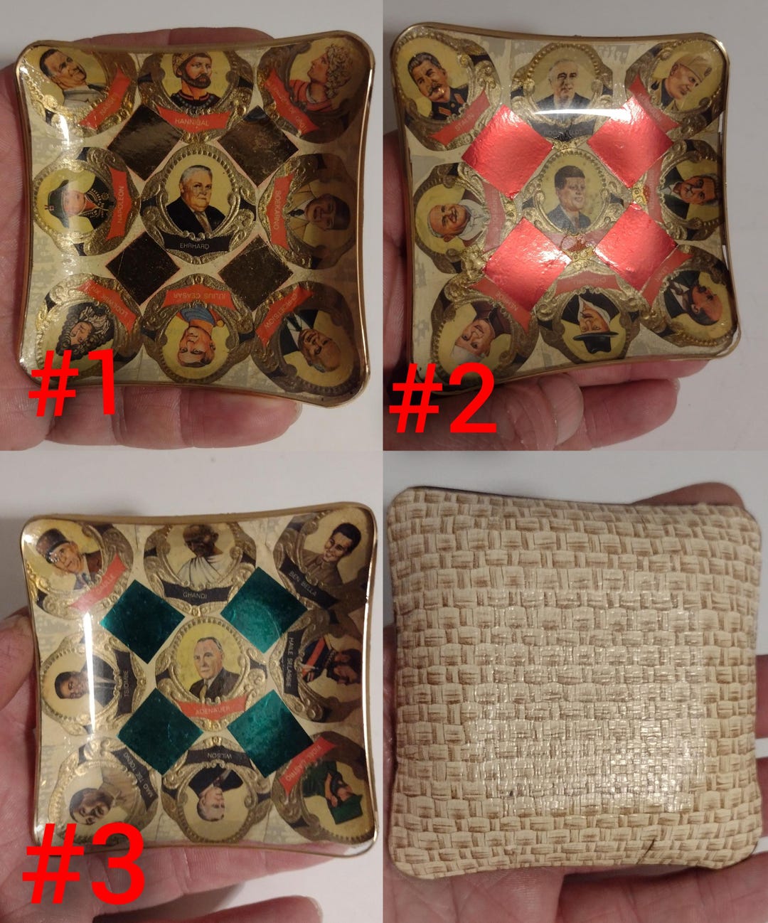 Vintage Glass Ashtray With Photos of Famous People, Trinket Plate ...