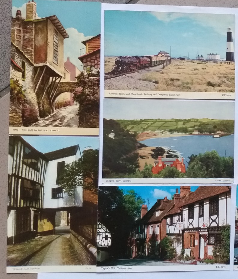 A Set of 8 Vintage British Postcards (unused) Featuring Landscape, View ...
