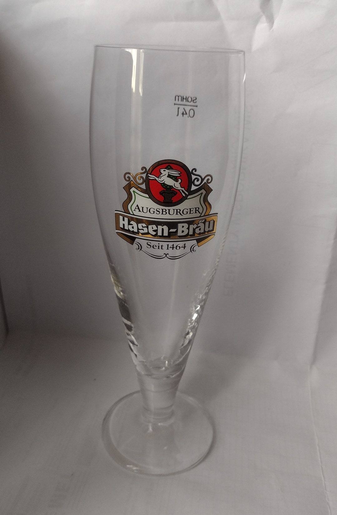 Hasen-brau Augsburg 0.4l Stemmed Beer Glass, Collectible German Beer Tulip Glass, Pilsner Glass ...