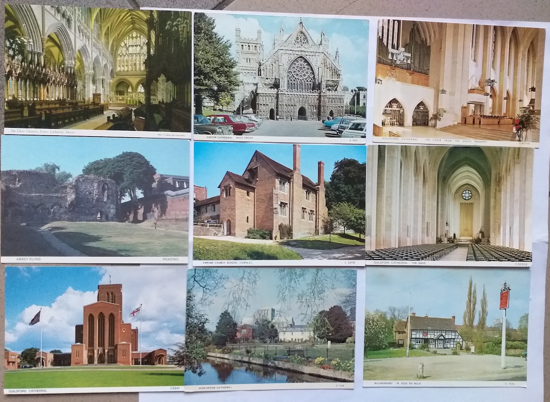 A Set of 9 Vintage British Postcards (unused) Featuring View of Cities ...