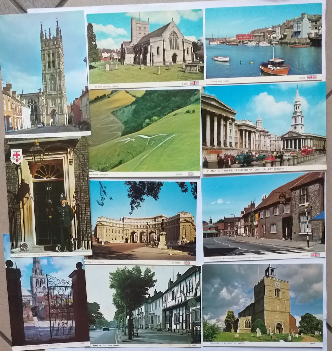 A Set of 11 Vintage British Postcards (unused) Featuring View of Cities ...
