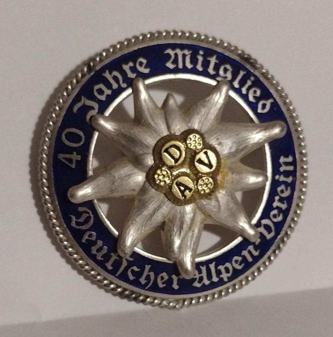 German Alpine Club (DAV): Pin, Badge of Honour for 40 Years of ...