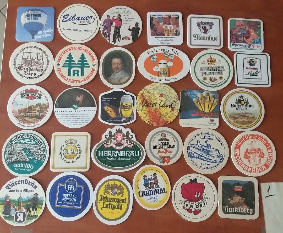 30 Vintage Bierdeckel, Beer Coasters, Bulk Beer Coasters, German and ...