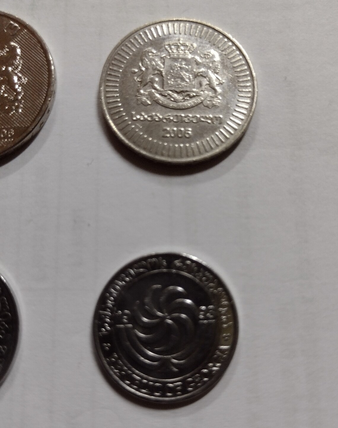 Set of Georgian Coins 6 Pieces, 2, 1 Lari 50, 20, 10, 5 Tetri. Fauna ...