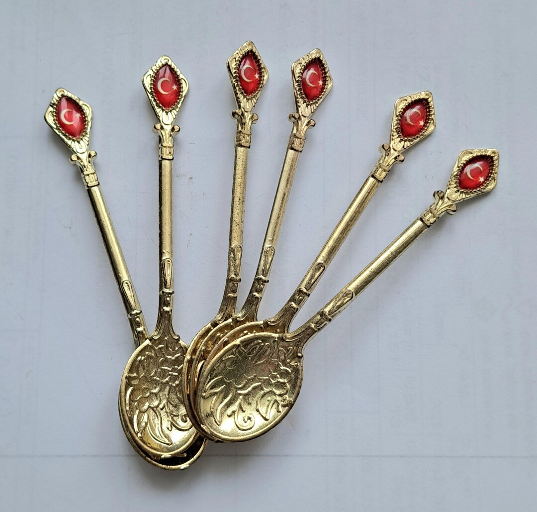 Set of Six Turkish Coffee Spoons Are Made in Oriental Style, With ...