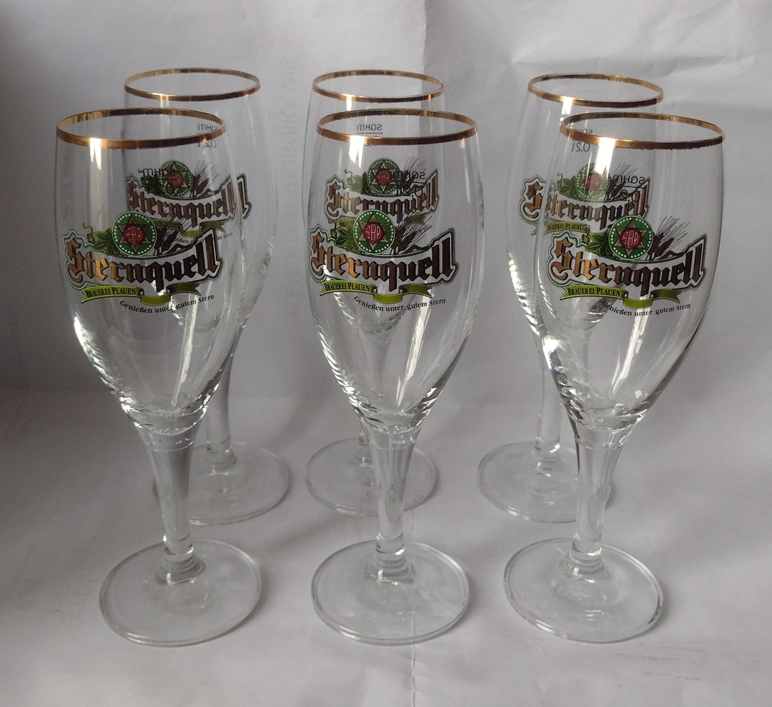 Sternquell Plauen Pils German Beer Tulip Glass 0.2l Gold Rim, Barware ...