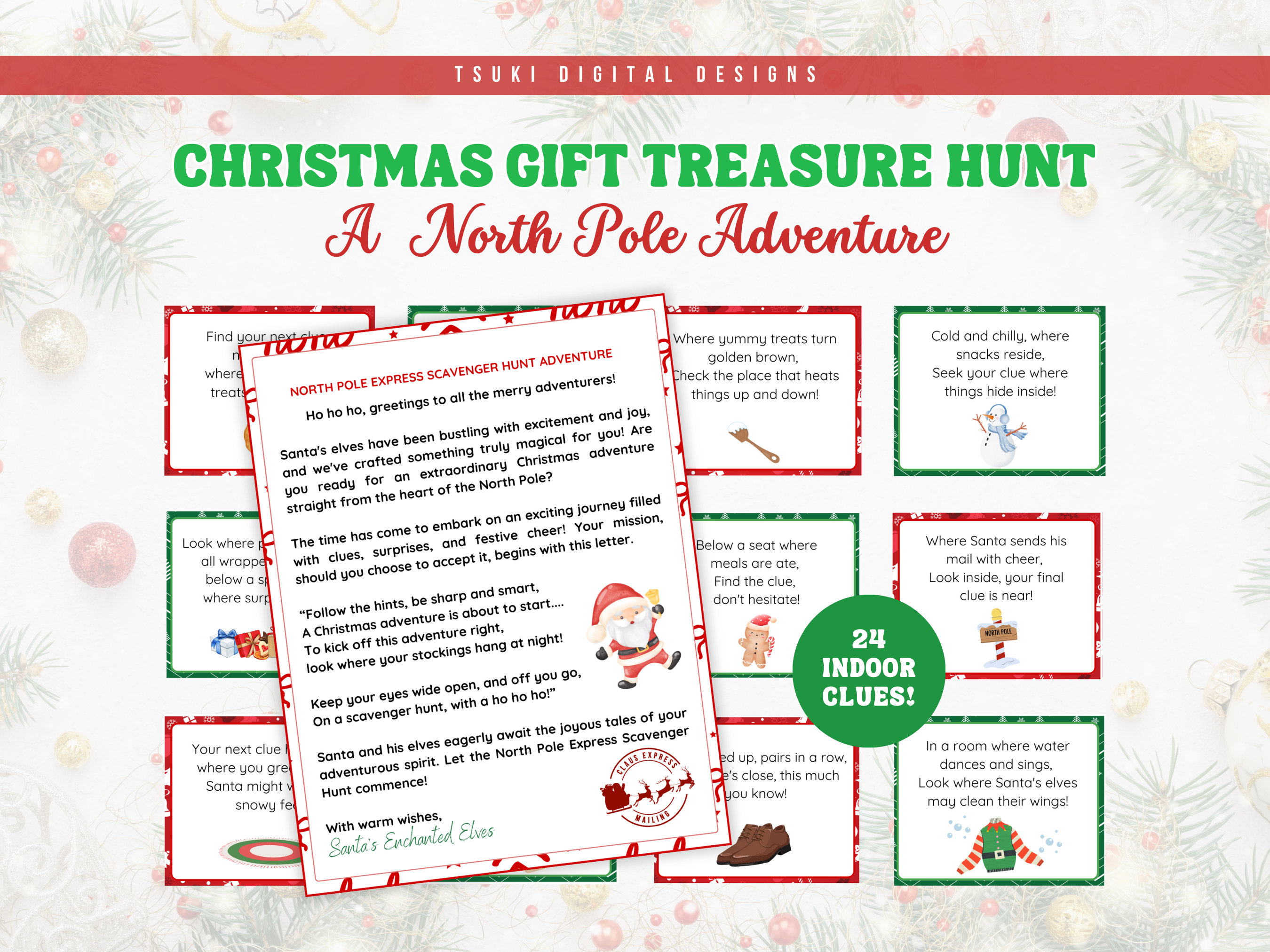 Indoor Christmas Treasure Hunt for Kids | Christmas Treasure Hunt Clues ...