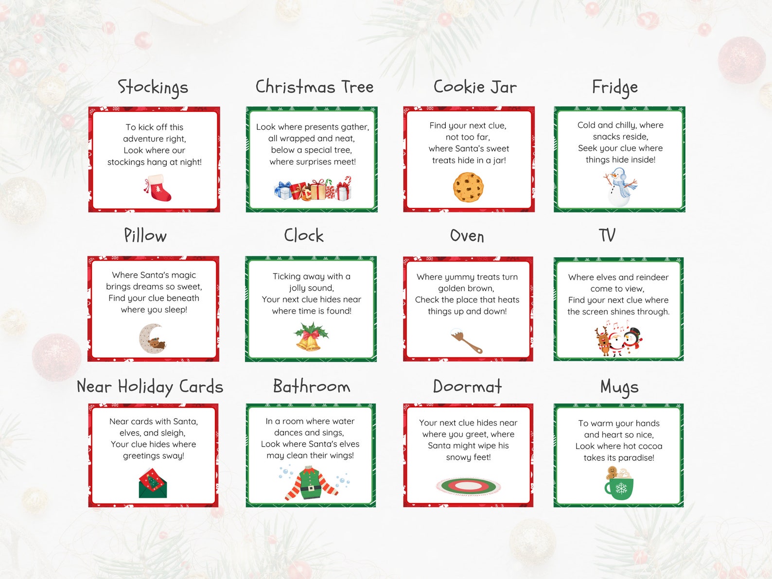 Indoor Christmas Treasure Hunt for Kids | Christmas Treasure Hunt Clues ...