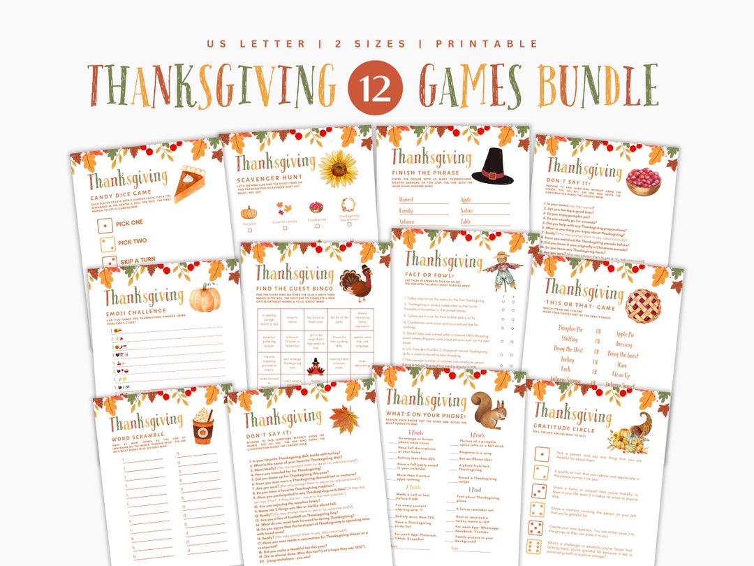 Thanksgiving Printable Games | Thanksgiving Games Bundle | Thanksgiving ...