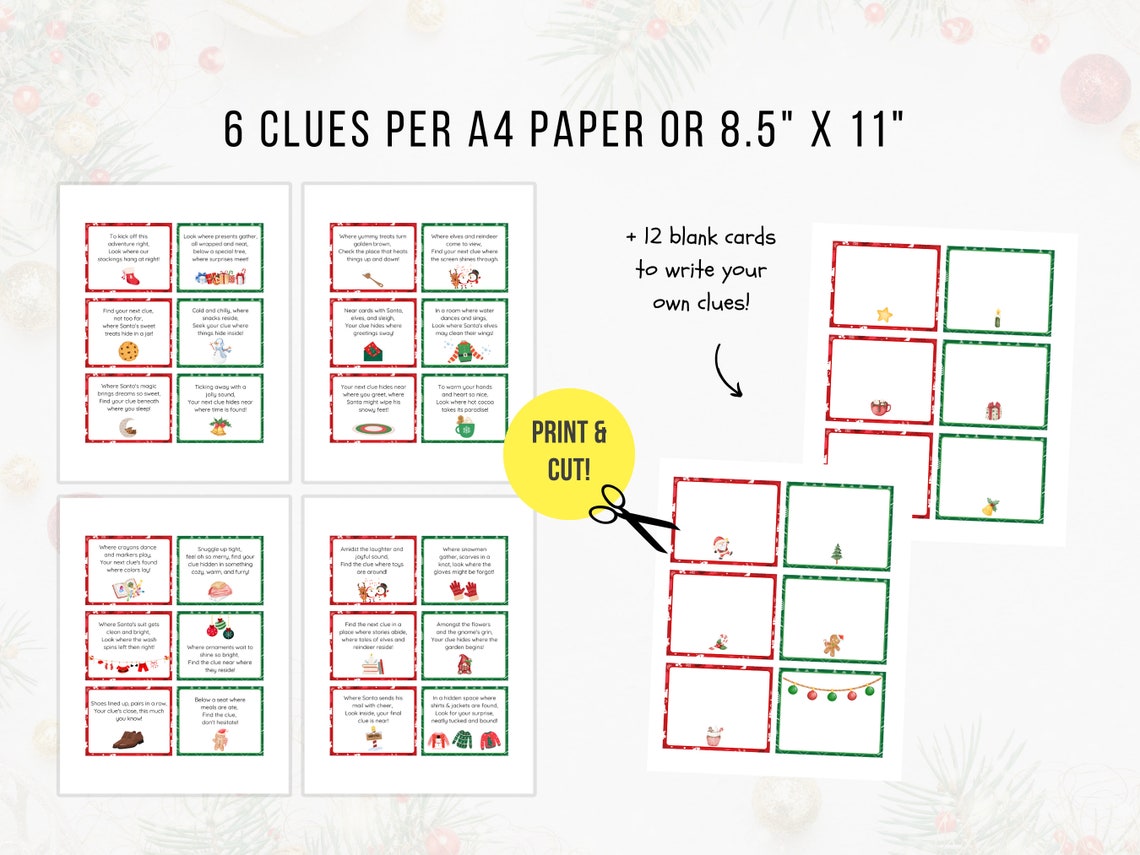 Indoor Christmas Treasure Hunt for Kids | Christmas Treasure Hunt Clues ...