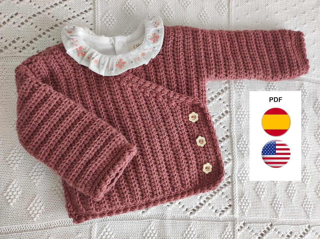 Patrón Jersey Kimono Bebé Crochet. Patrón 1 a 3 Meses Adaptable Hasta ...