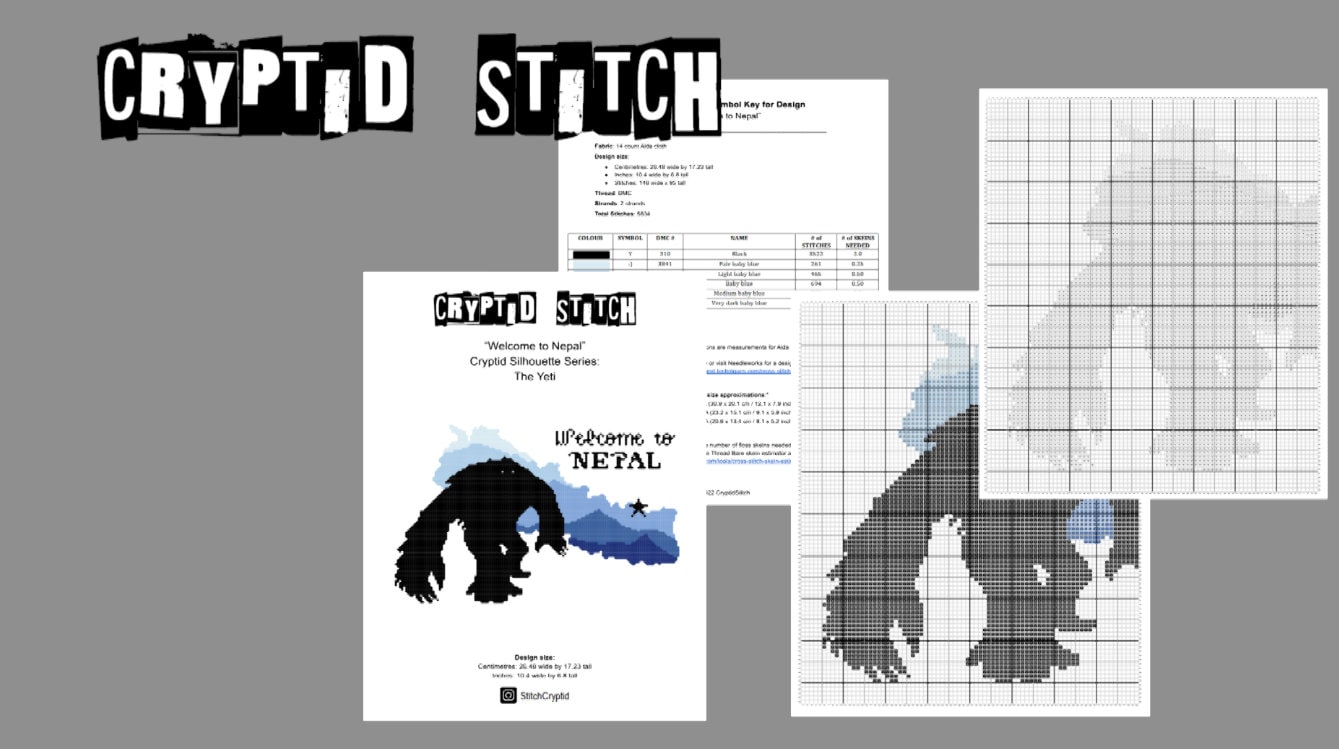 Yeti Cross Stitch - Welcome to Nepal - Cryptid Series - Etsy