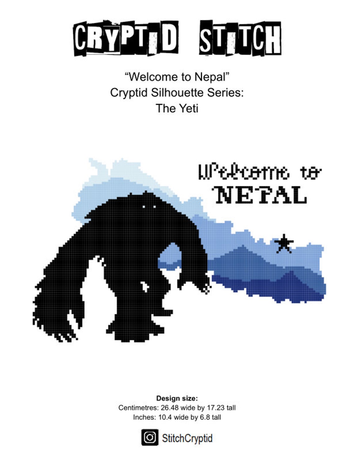 Yeti Cross Stitch - Welcome to Nepal - Cryptid Series - Etsy