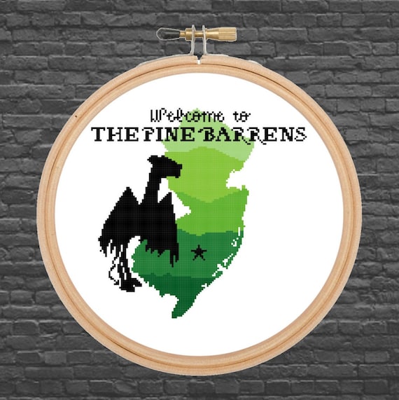 Jersey Devil Cross Stitch Welcome to the Pine Barrens | Etsy