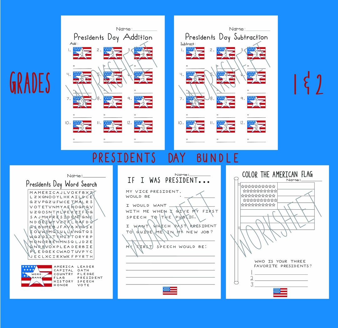 Presidents Day Worksheet Bundle - Etsy