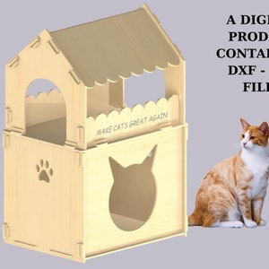 Cute Cat House Laser Cut DXF SVG Laser Plans, Cat Bed House, Cat Home ...