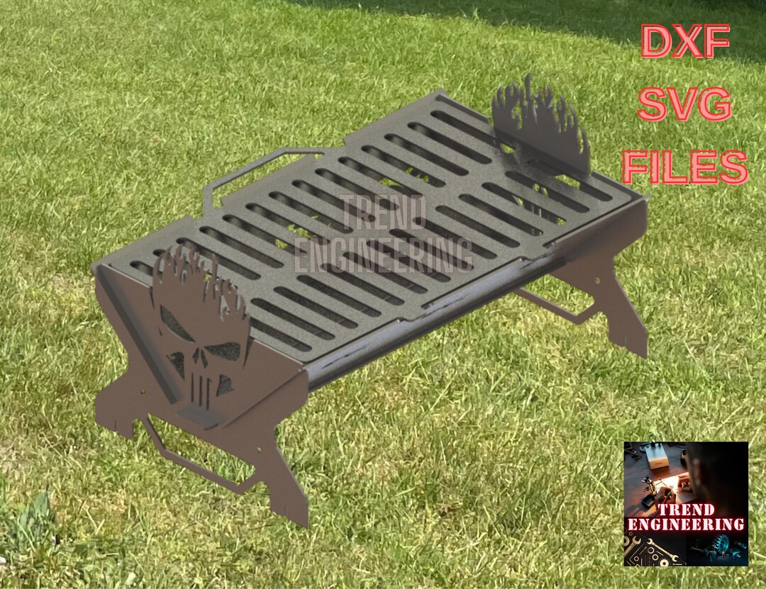 Burning Skull BBQ Grill Collapsible Laser Cut Files: SVG and DXF - Etsy