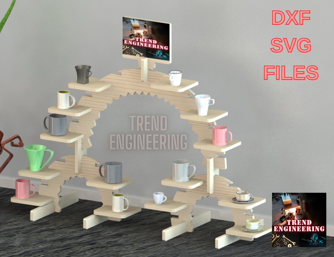 Collapsible Mug Display CNC Router Cut Files: DXF, SVG - Etsy