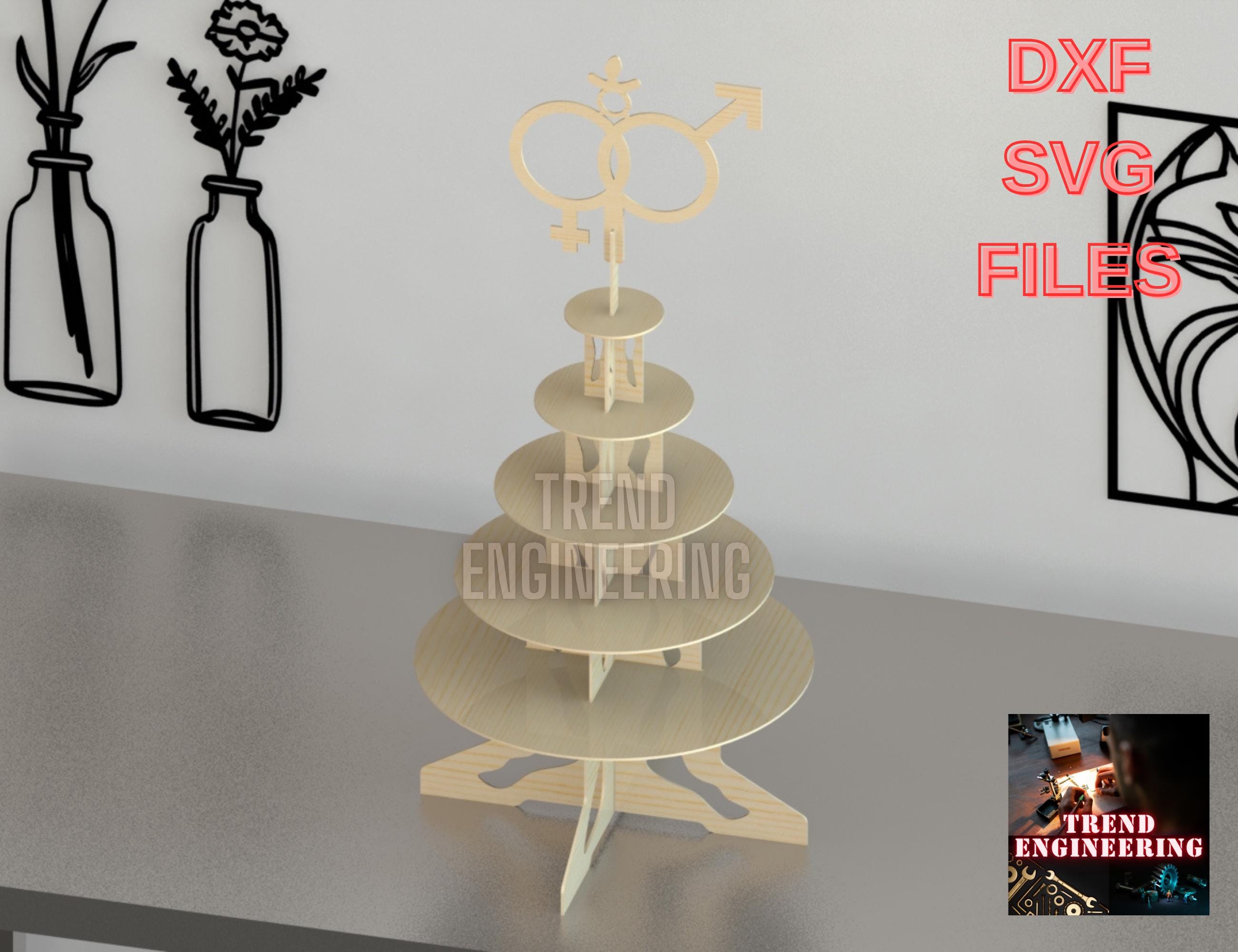Circle Collapsible Display Stand Laser Cut Files: SVG and DXF - Etsy