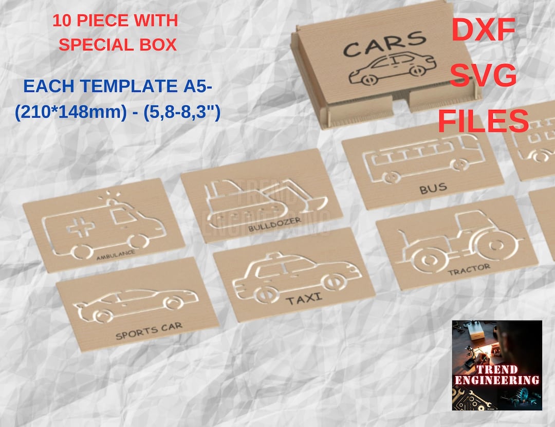 Cars Paint Template Laser Cut Files SVG and DXF, Wooden Toys, Paint ...
