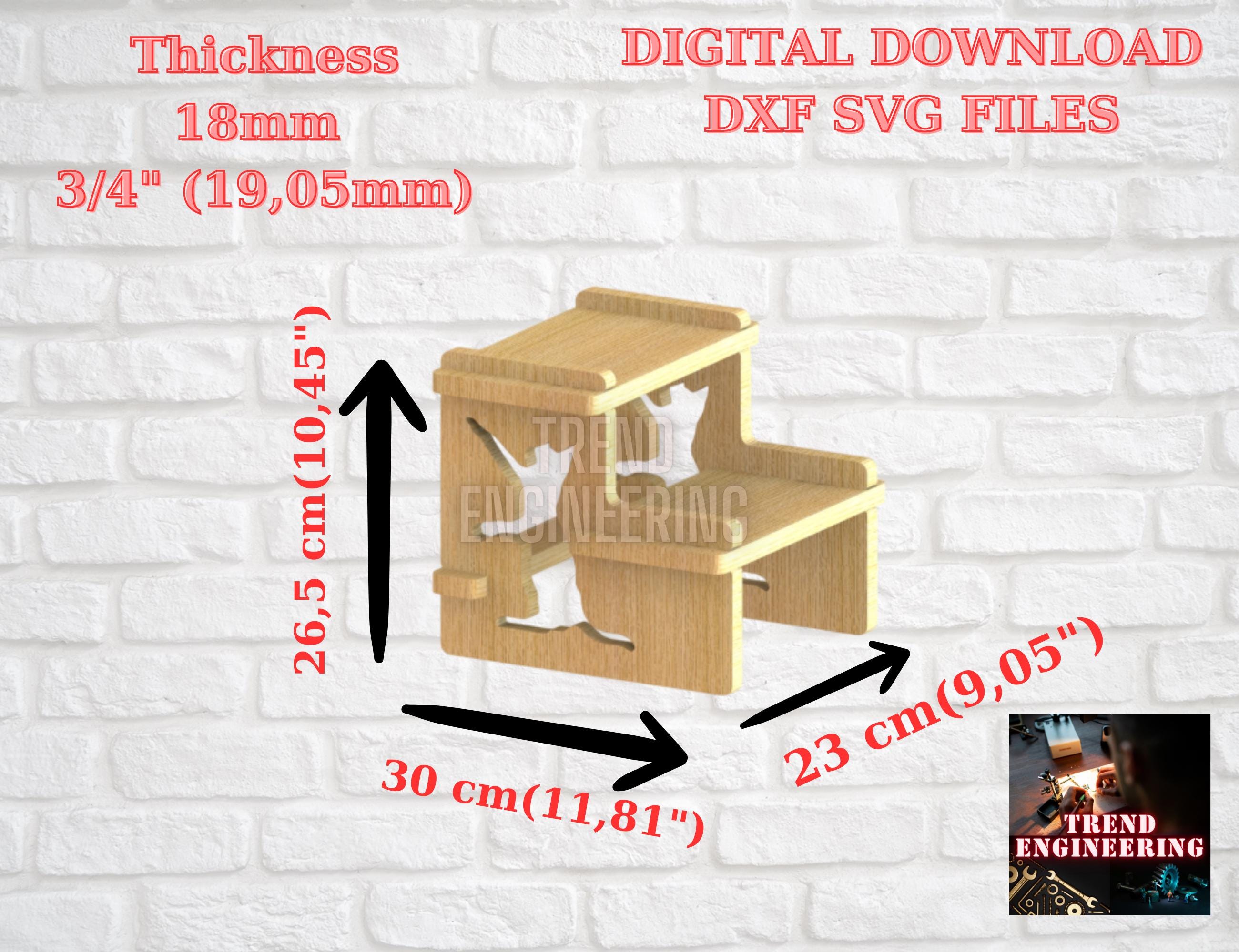 Step Stool Template – Digital Download – DXF/SVG – Woodworking Plans ...