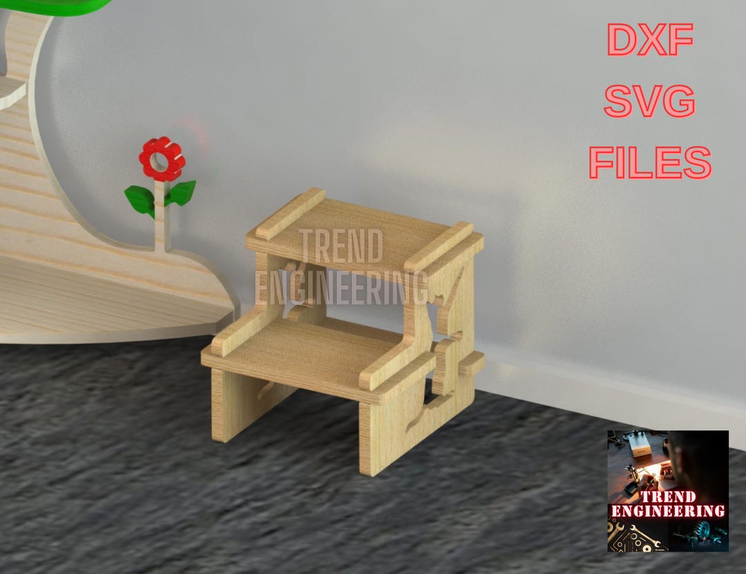 Step Stool Template – Digital Download – DXF/SVG – Woodworking Plans ...