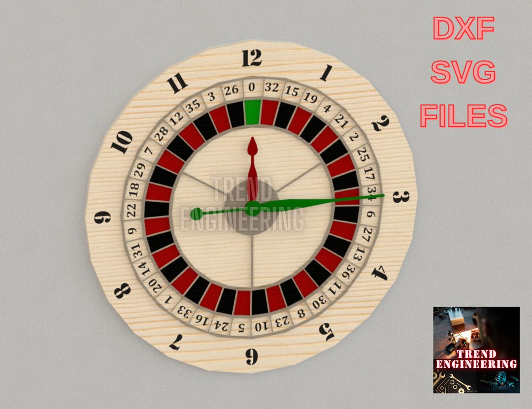 Roulette Style Clock Laser Cut Files Dxf and Svg, Roulette Clock ...