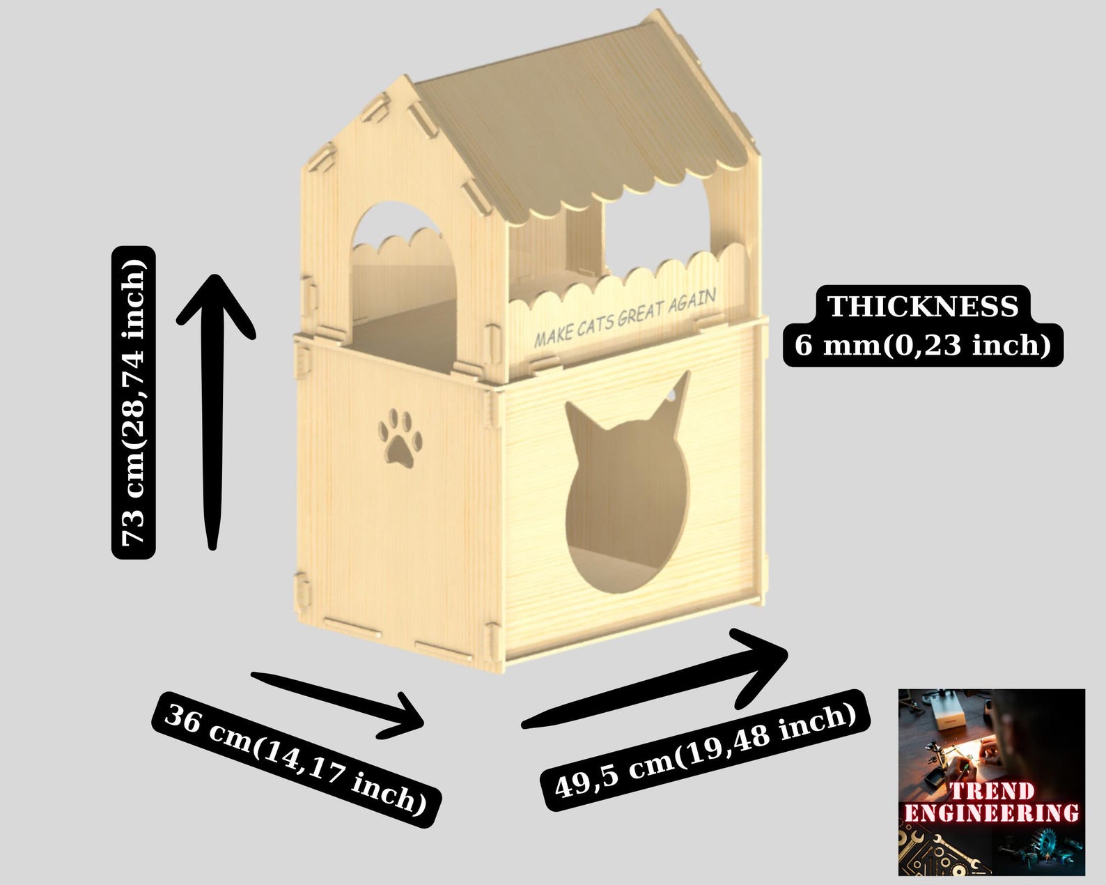 Cute Cat House Laser Cut DXF SVG Laser Plans, Cat Bed House, Cat Home ...