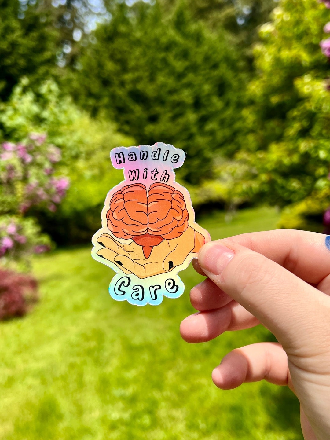 Handle With Care - Holographic Sticker Weather Resistant / Mental ...