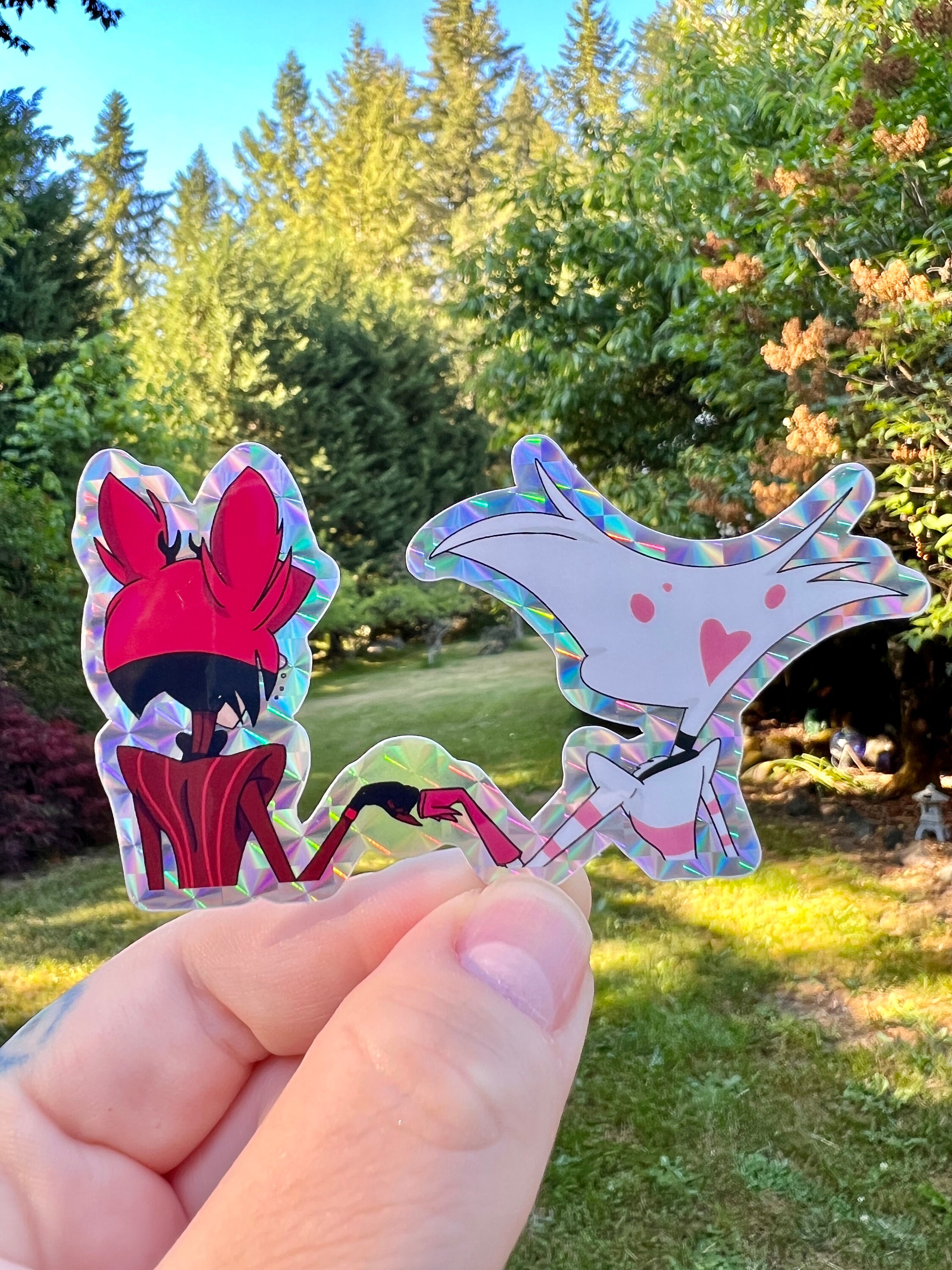 Alastor and Angel Dust Hazbin Hotel Sticker Peekaboo / Radiodust ...